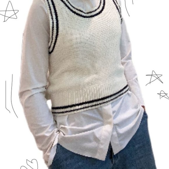 mine | Tops | Mine Brand Black And White Light Academia Preppy Style ...